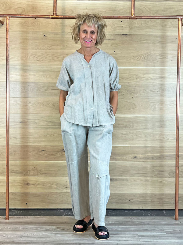 ACL Linen Side Tie Top Stone - Renee’s