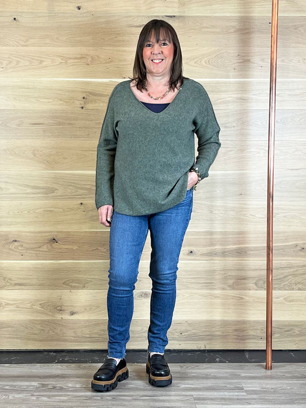 ACL V-Neck Knit Khaki - Renee’s