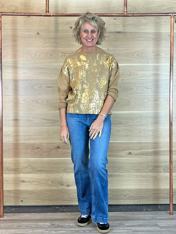 ACL Gold Foil Jumper Beige - Renee’s