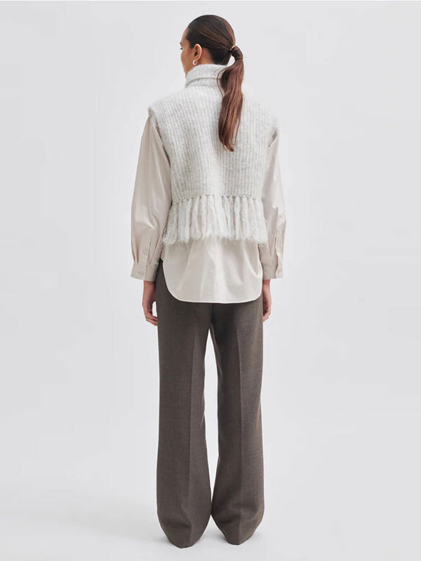 Second Female Caroa Knit Slipover Light Grey Melange - Renee’s