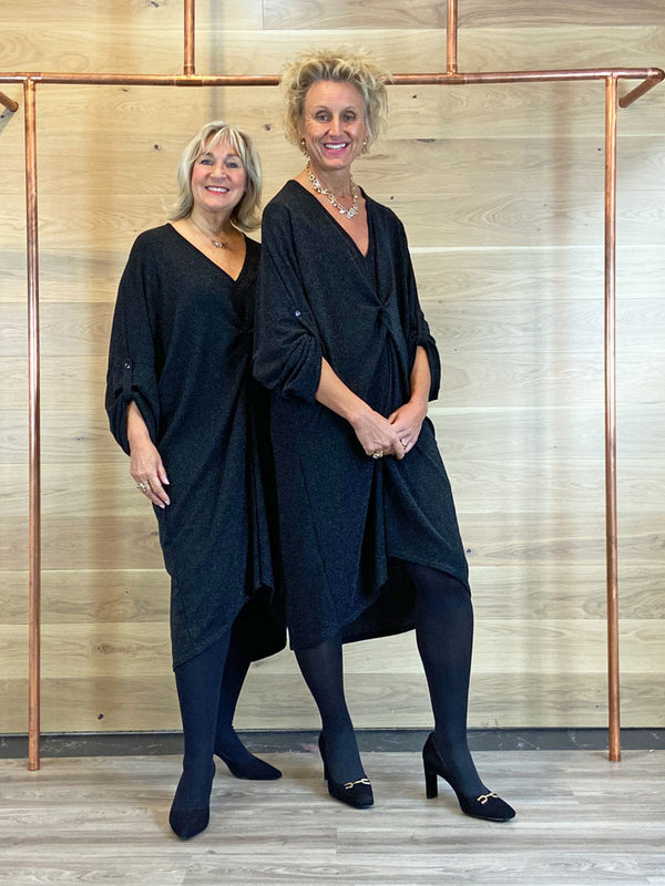 ACL Jersey Glittery Dress with Knot Black - Renee’s