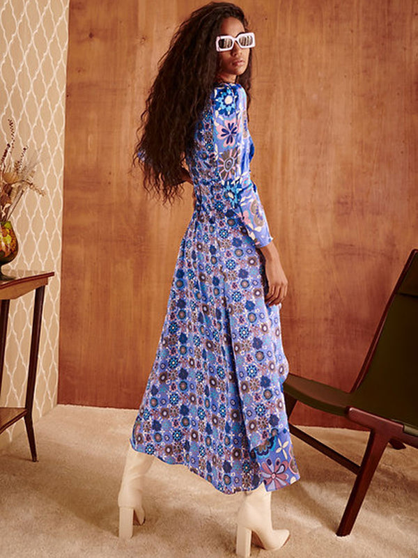 Celia B Kazbek Dress Blue - Renee’s